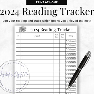 2024 Printable Reading Tracker, Printable Book Log, Reading Planner ...