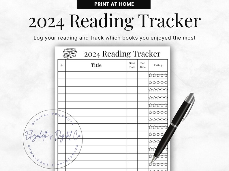 2024 Printable Reading Tracker, Printable Book Log, Reading Planner ...