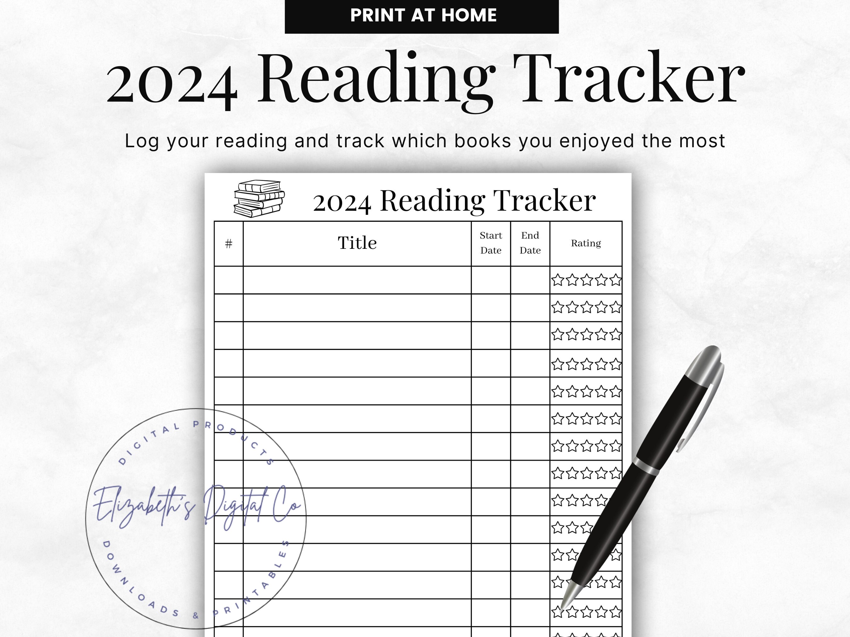 2024 Printable Reading Tracker, Printable Book Log, Reading Planner ...