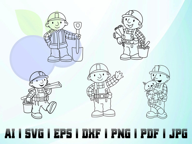 Bob the Builder Svg Cricut Ready + OUTLINE Vectors Bundle Clipart ...