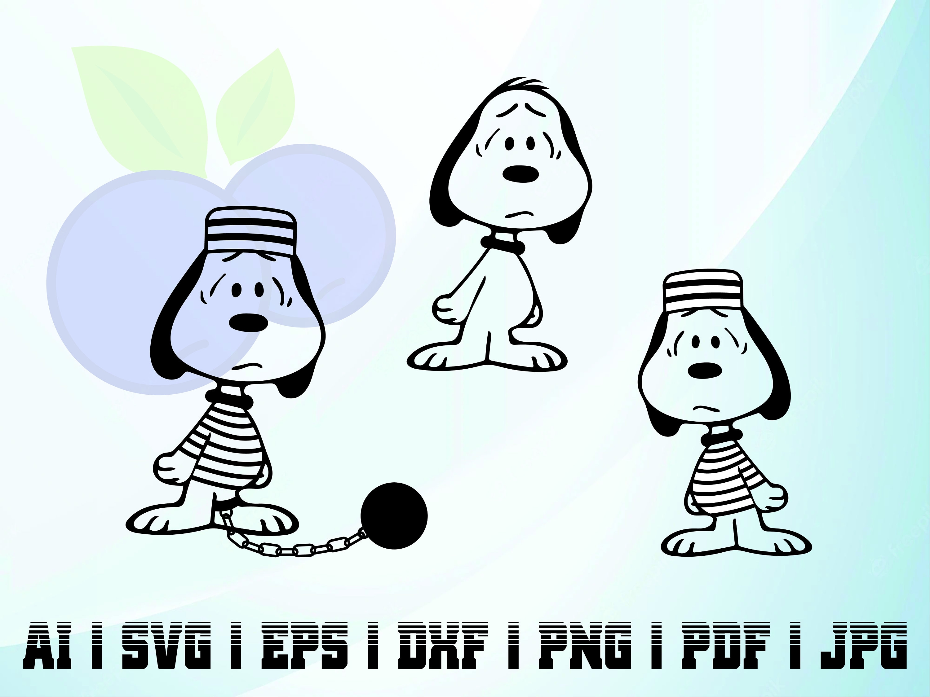 Snoopy Dog in Jail Svg Outline Vector Cricut Instant - Etsy