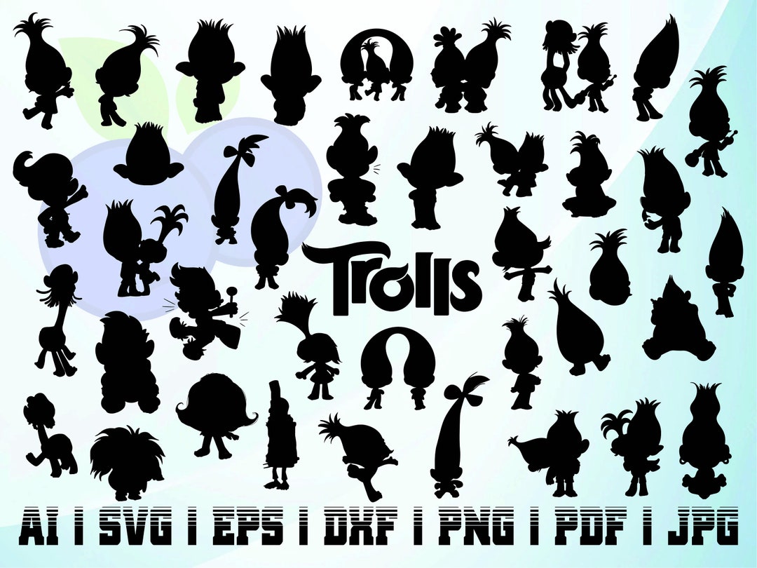 40 Trolls Svg Poppy Branch Peppy Fuzzbert Chef Silhouette Bundle Kit ...