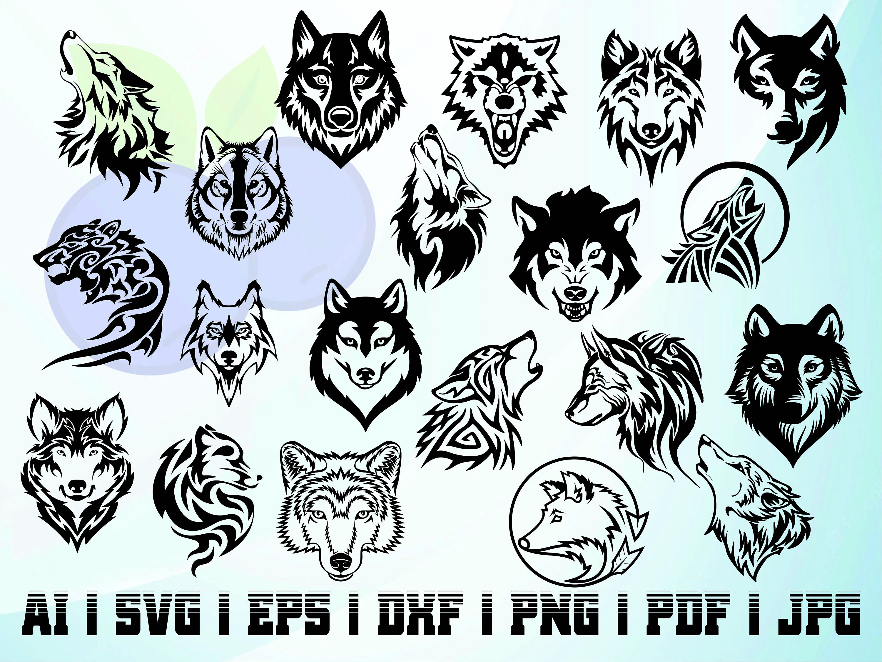 Wolves Svg Silhouette Bundle Kit Vector Outline Wolf Instant - Etsy