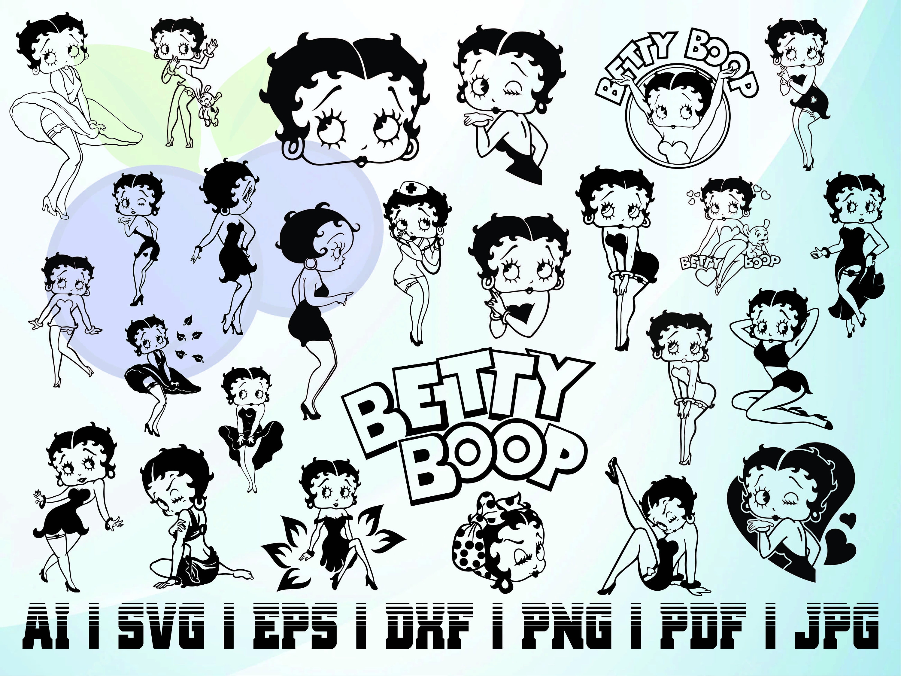 26 Betty Boop Svg Silhouette Outline Vector Instant Download Etsy