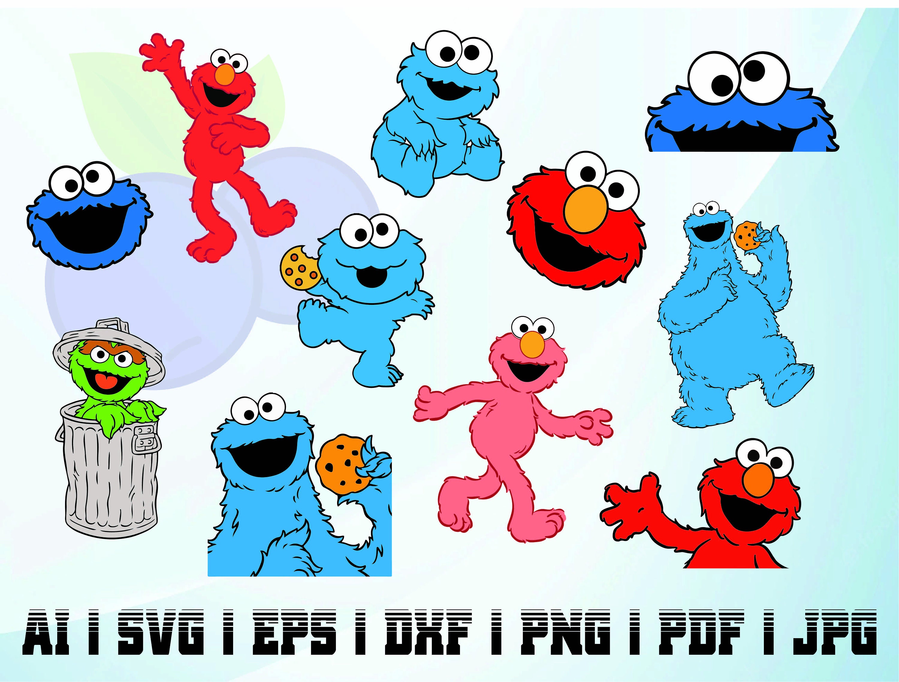 Sesame Street Svg Files For Cricut Cookie Monster Clipart And Elmo Svg