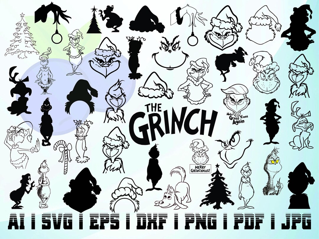Grinch Svg Silhouette Ouline Vectors Cindy Lou Merry Grinchmas Bundle ...