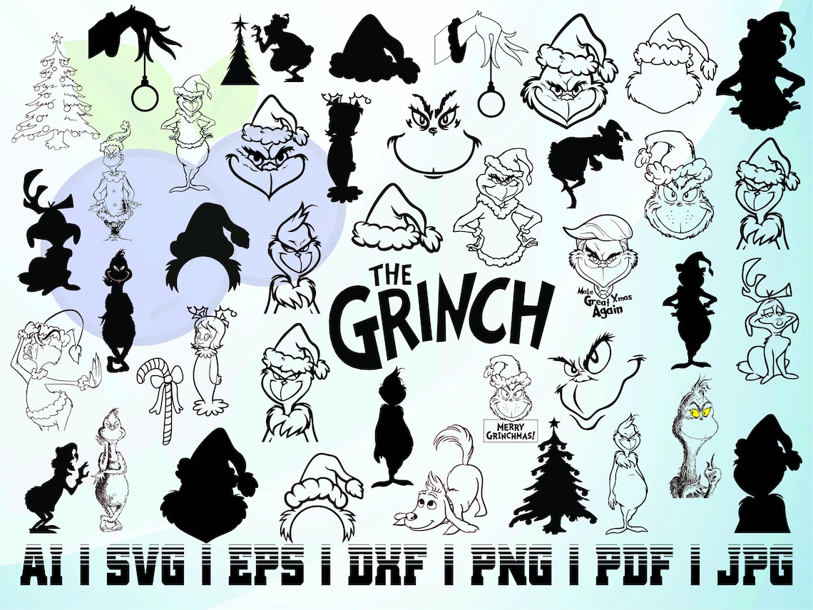 Grinch Svg Silhouette Ouline Vectors Cindy Lou Merry Grinchmas - Etsy