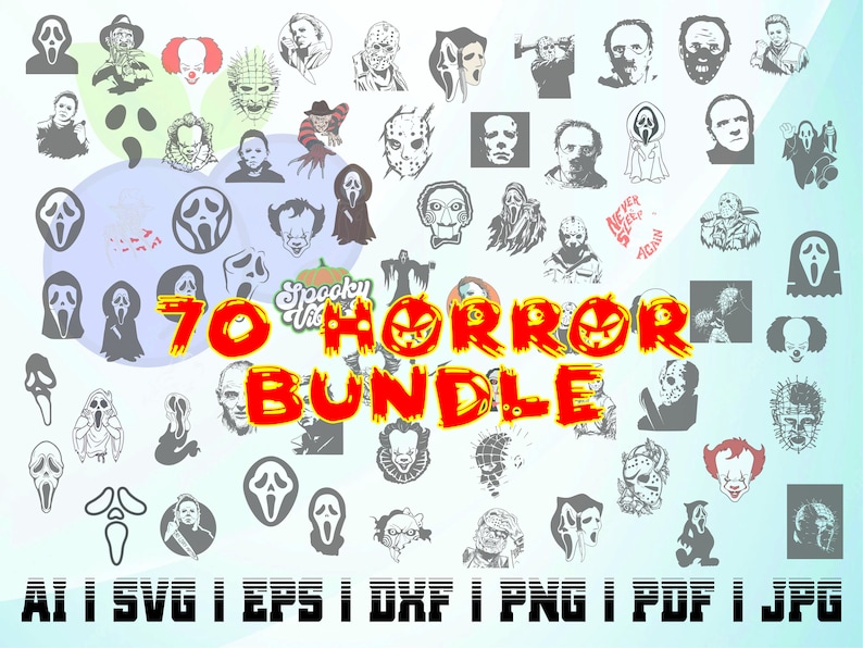 70 MEGA HORROR BUNDLE Svg Cricut Silhouette Scary Movie Characters ...