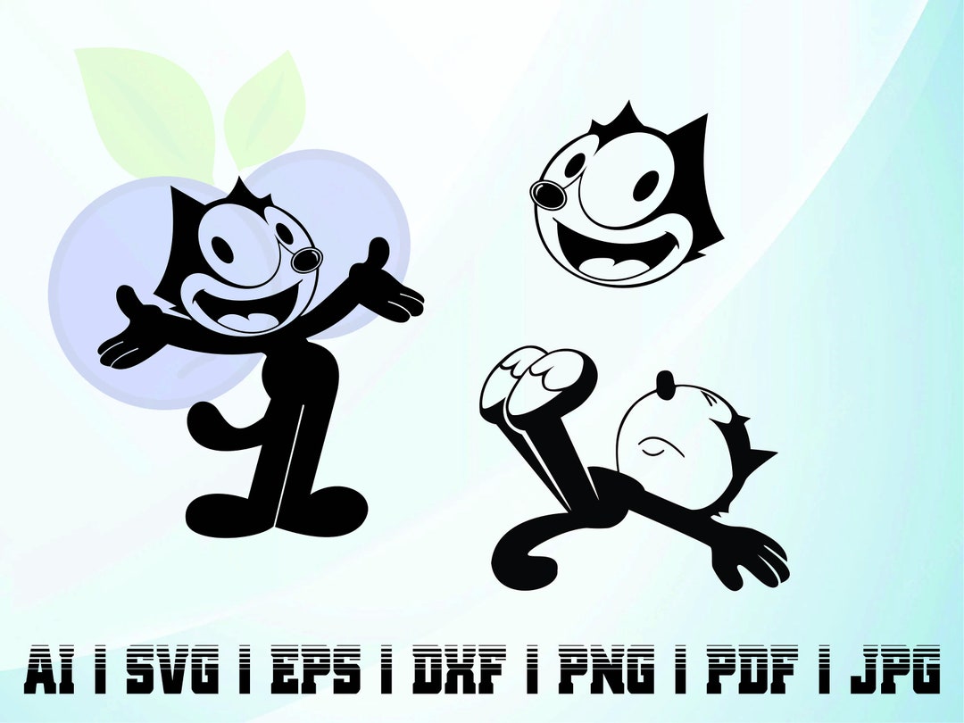 Felix the Cat Svg Outline Vector Cartoon Instant Download - Etsy Canada
