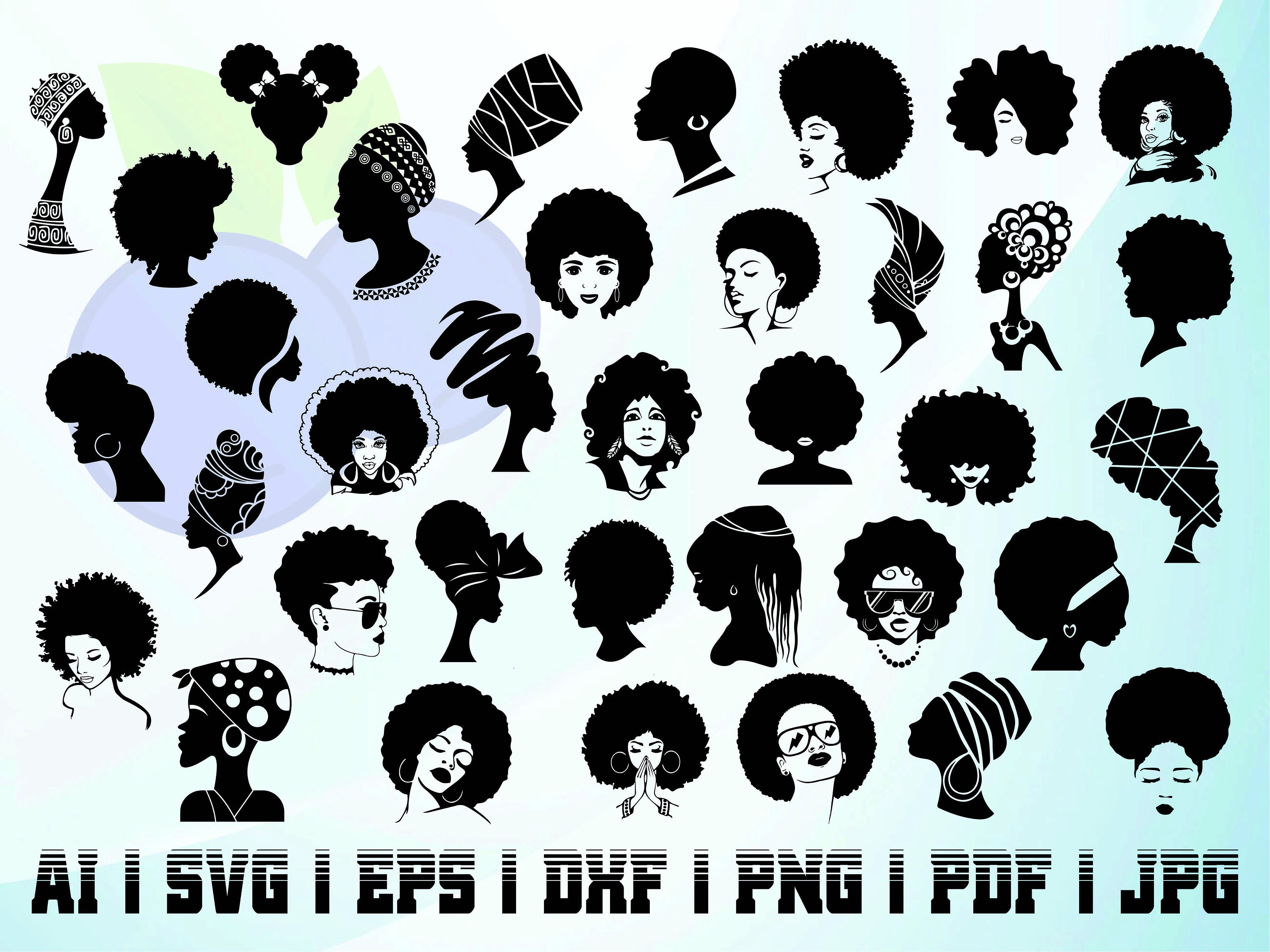 35 Afro Woman Svg Silhouette Afro Girl Queen Hair Style - Etsy