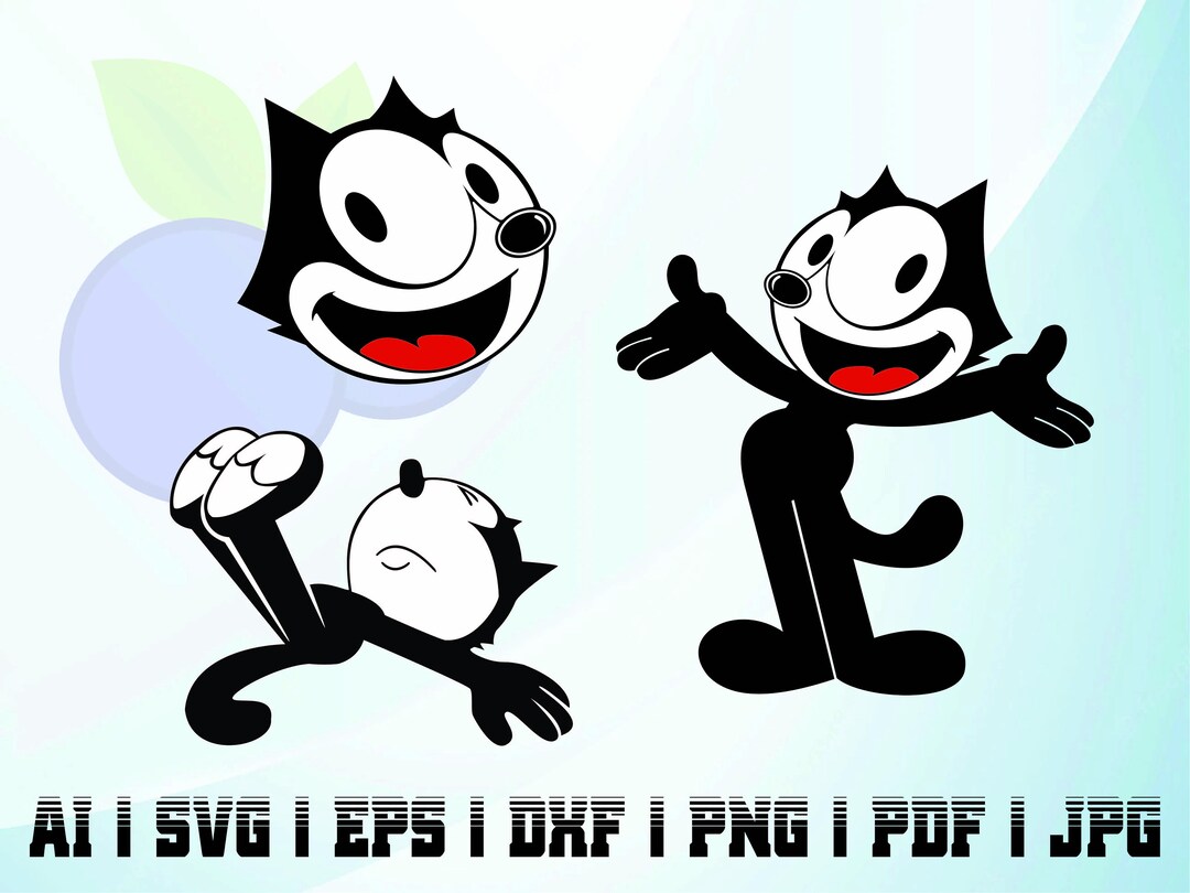 Felix the Cat Svg Cricut Ready Cartoon Face Cat Vector Instant - Etsy