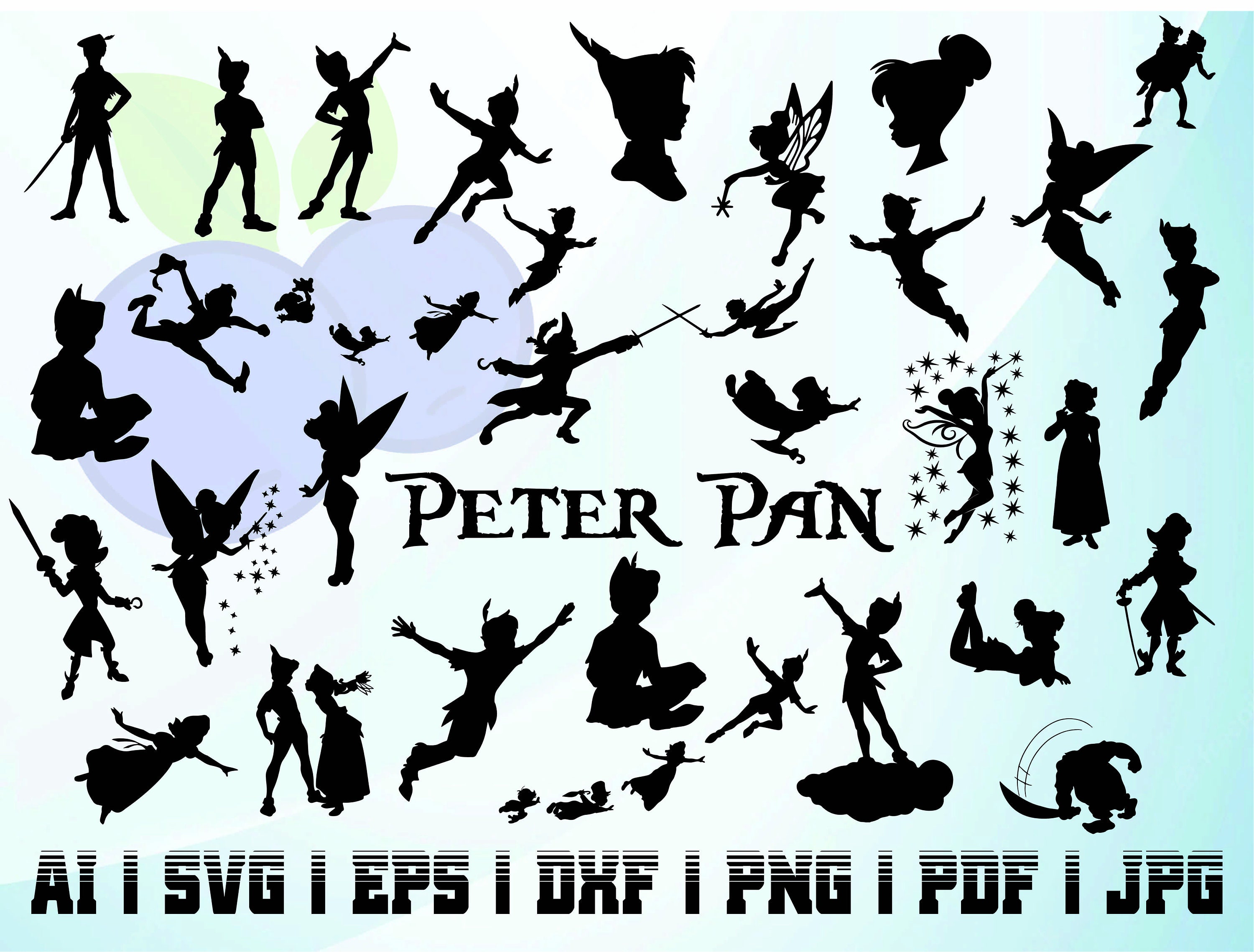 Peter Pan Silhouette Svg Vector Tinkerbell Bundle Instant Download - Etsy