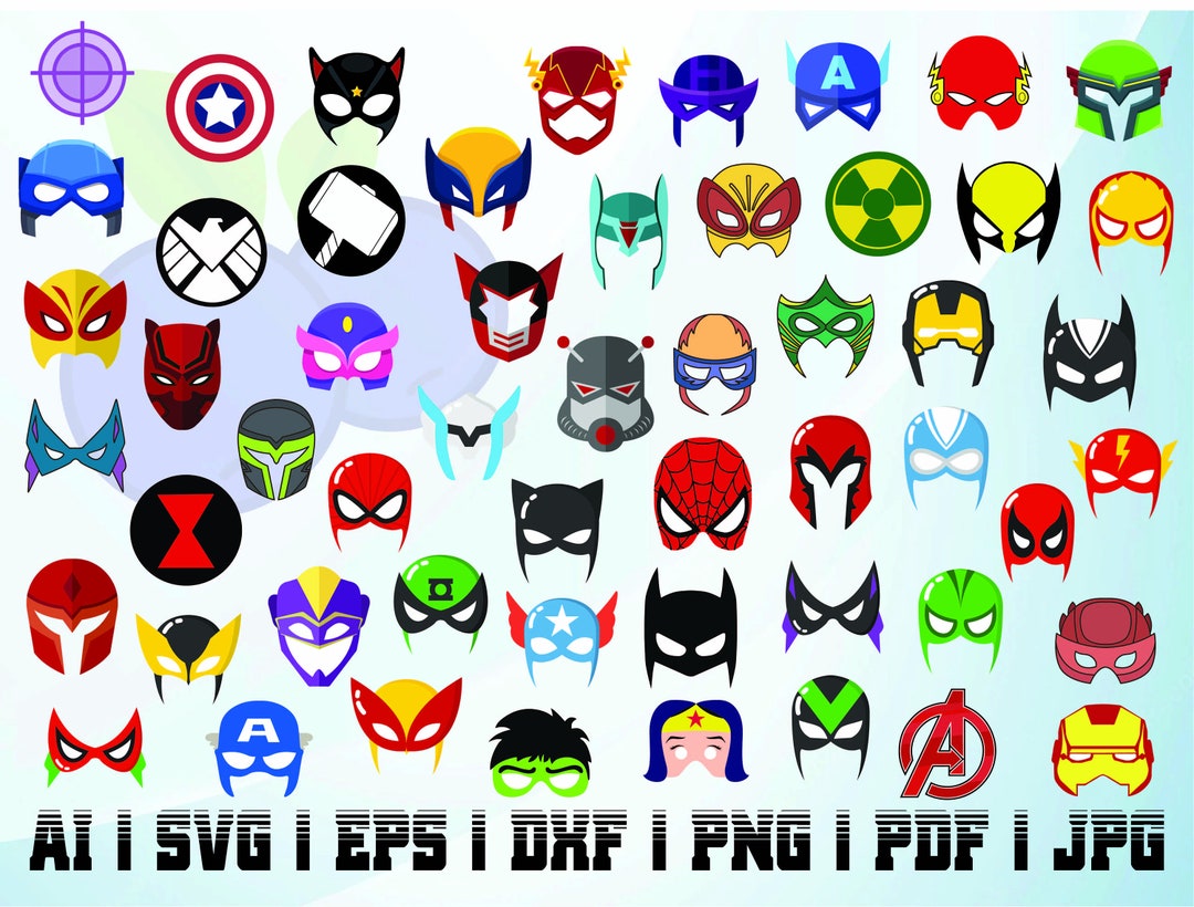 50+ Avengers Svg Clipart Masks Face Bundle Kit Instant Download - Etsy
