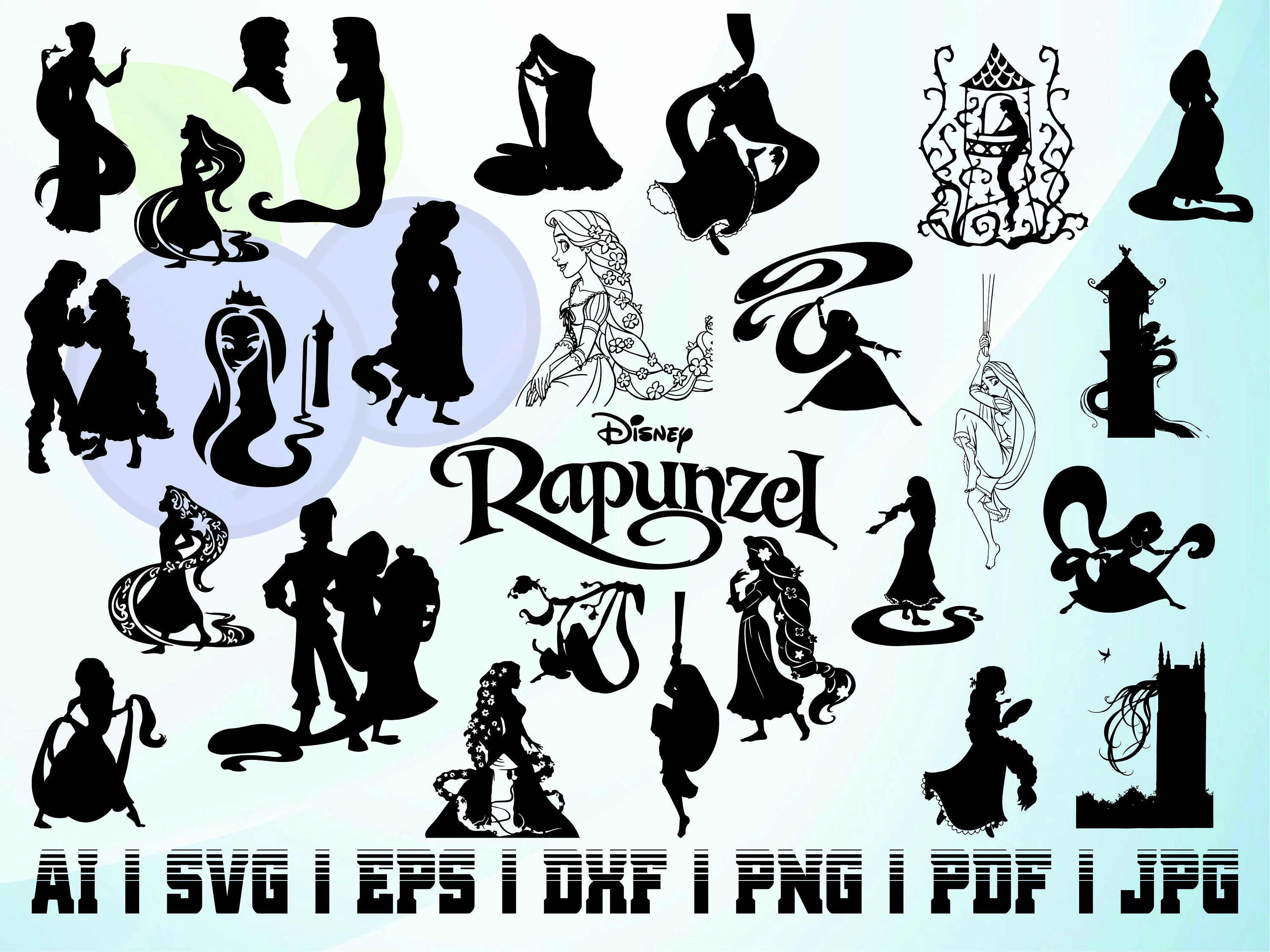 26 rapunzel princesa svg silueta paquete kit descarga instantánea ...