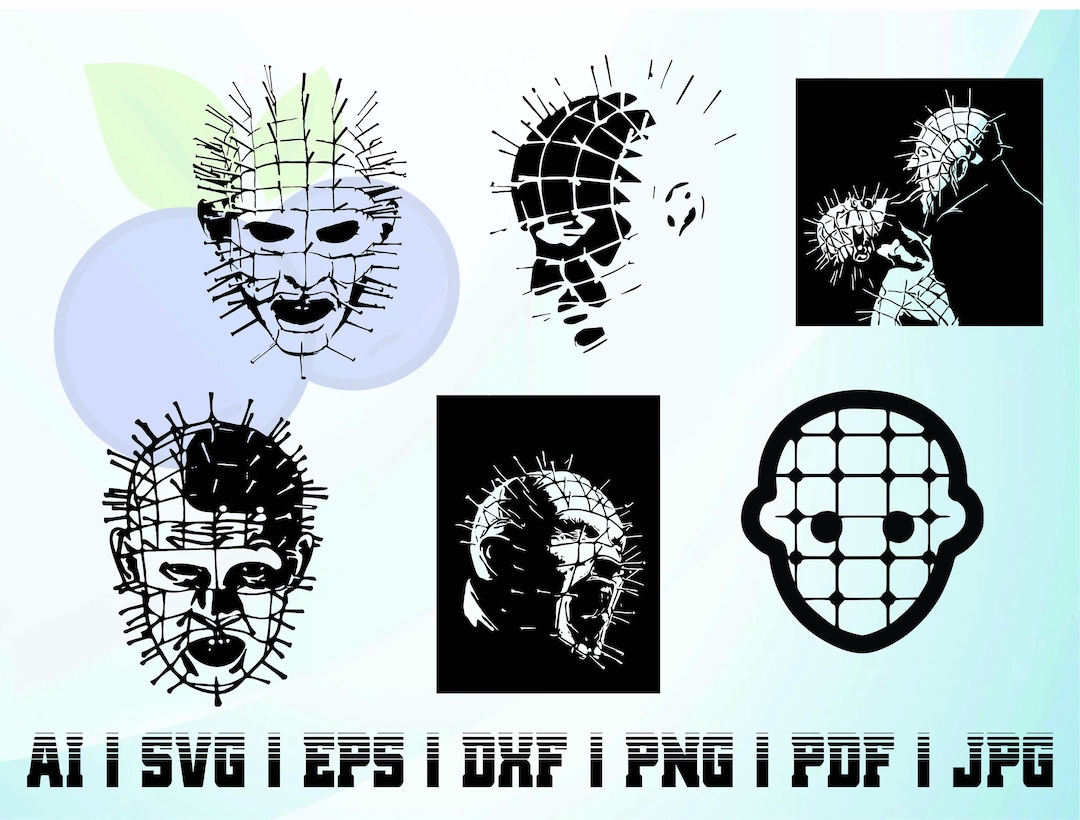 Pinhead Svg Silhouette Halloween Bundle Scary Movie Horror Mask Instant ...