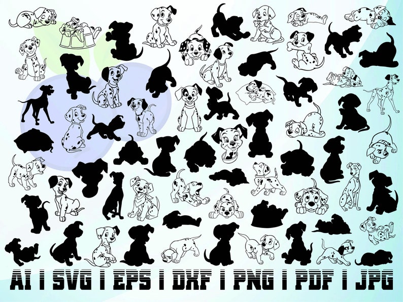101 Dalmatians Silhouette Svg Outline Bundle 65 Kit Instant - Etsy