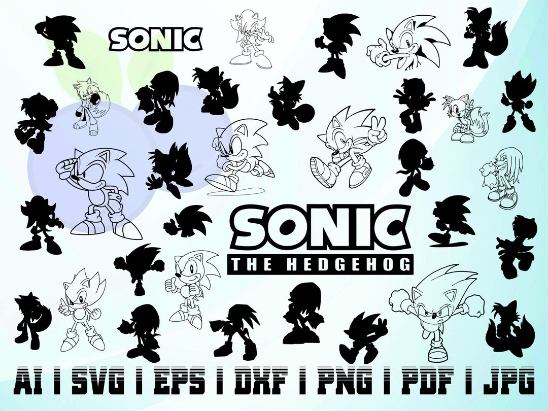 Sonic the Hedgehog svg Silhouette + solider Hintergrund Vektor Bundle ...
