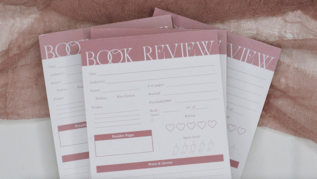 Book Review Notepad • 4x6 Tear-away Review Notepad • Bookish Stationary ...