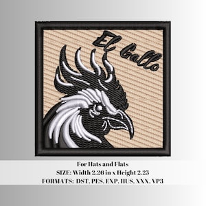 El Gallo Embroidery Design, Made for Hats and Flats. - Etsy