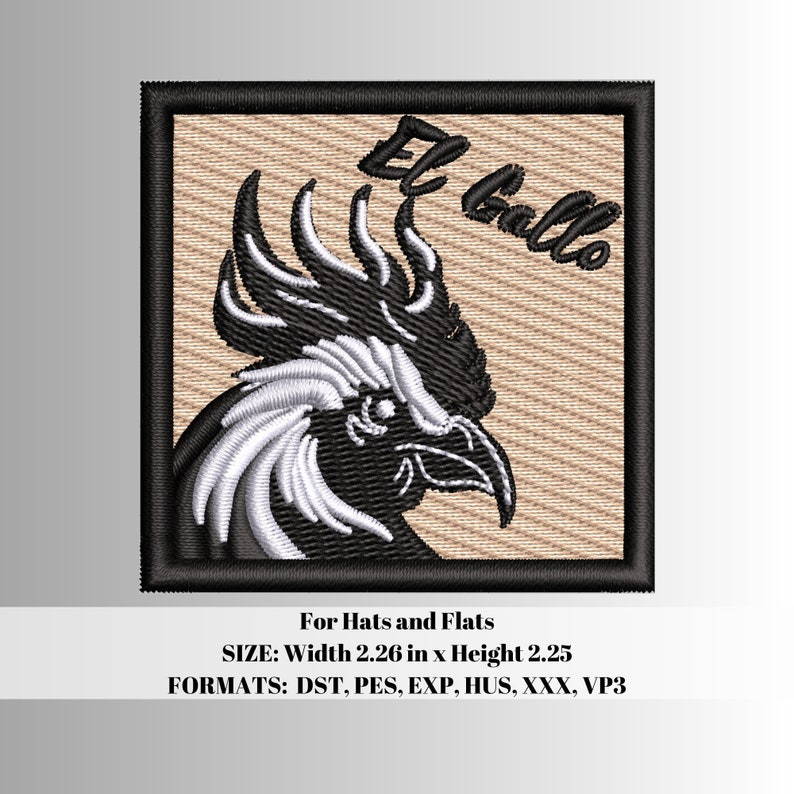 El Gallo Embroidery Design, Made for Hats and Flats. - Etsy