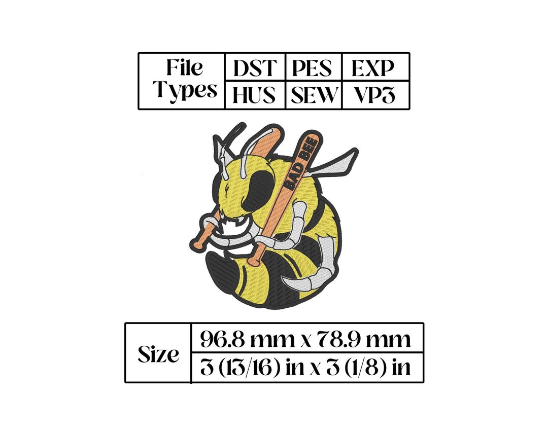Bad Bee Embroidery Design File, Bats, 3.5x3.875in (digital Download) - Etsy