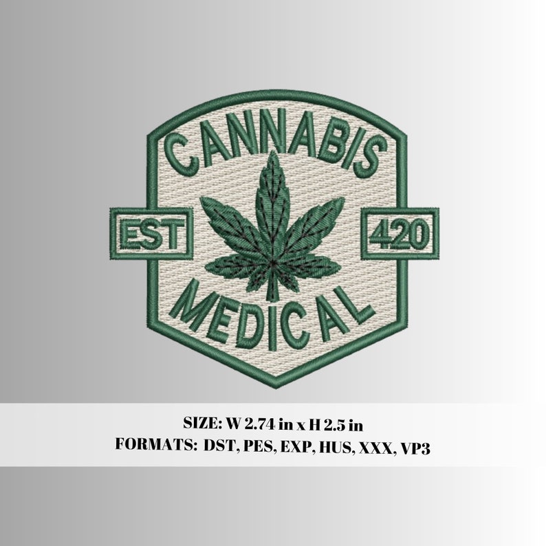 Cannabis Medical Weed Embroidery Design, Made for Hats and Flats. - Etsy