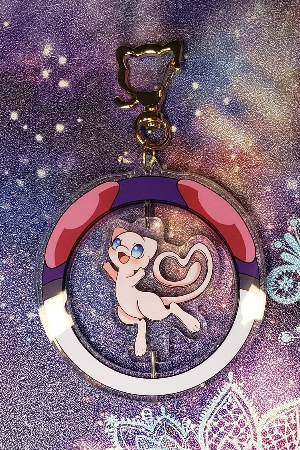 Mew and Meloetta Acrylic Keychain | Pokemon | Spinning Acrylic Double ...