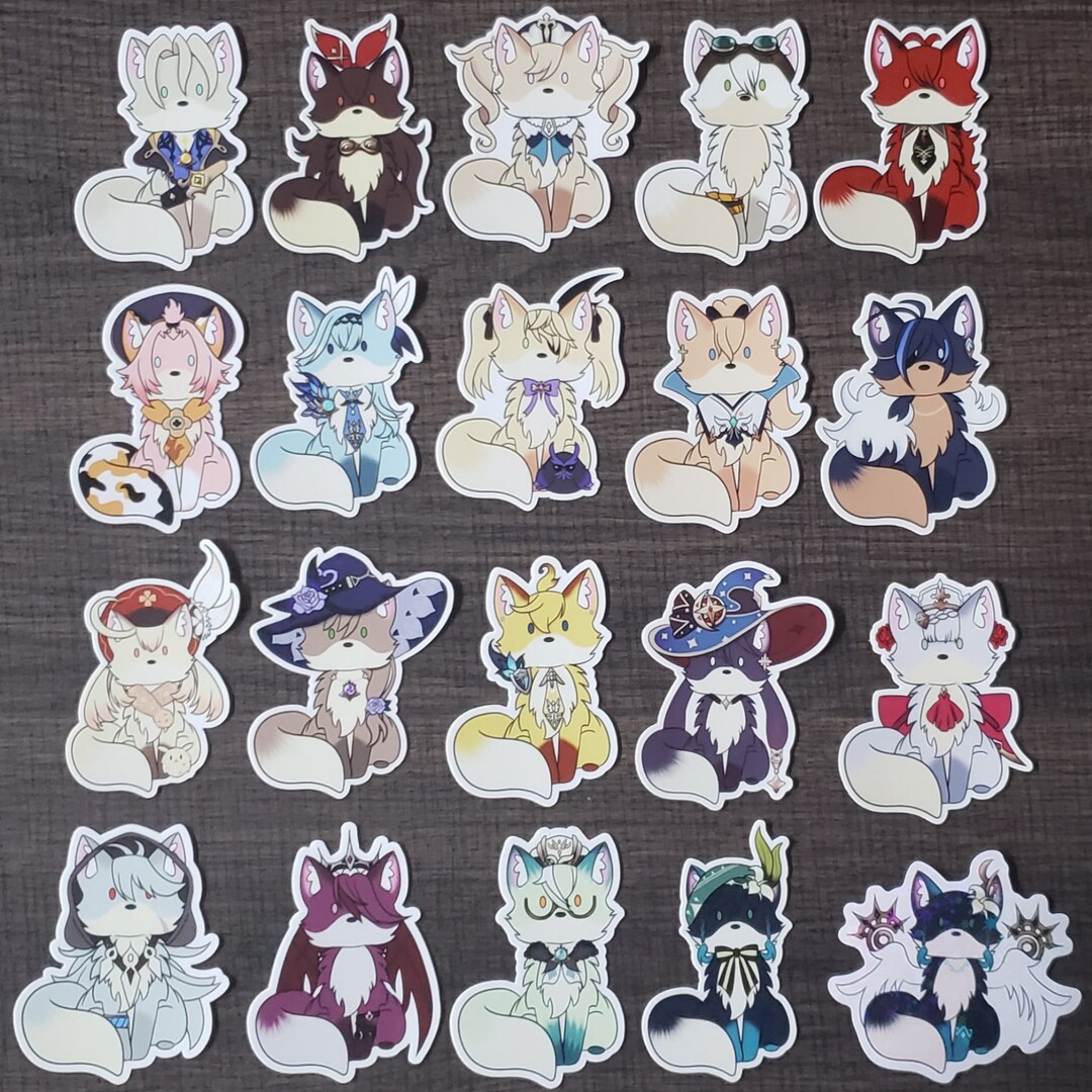 Genshin Impact | Mondstadt | Fox Stickers | Cute Kawaii | Premium Matte ...