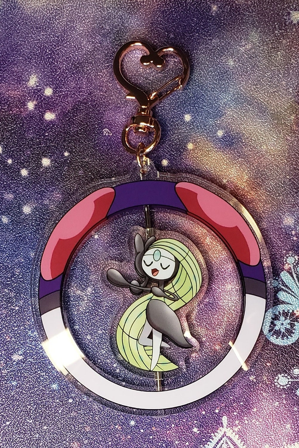 Mew and Meloetta Acrylic Keychain | Pokemon | Spinning Acrylic Double ...