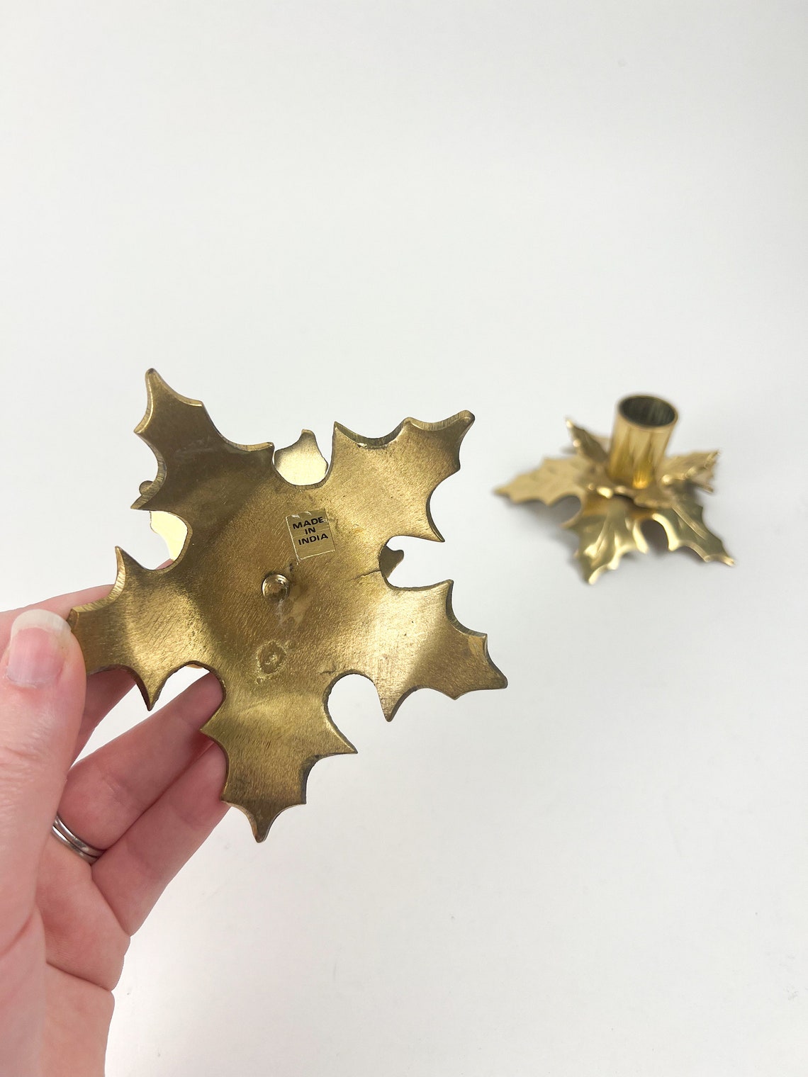 Brass Holly Taper Holders - Etsy