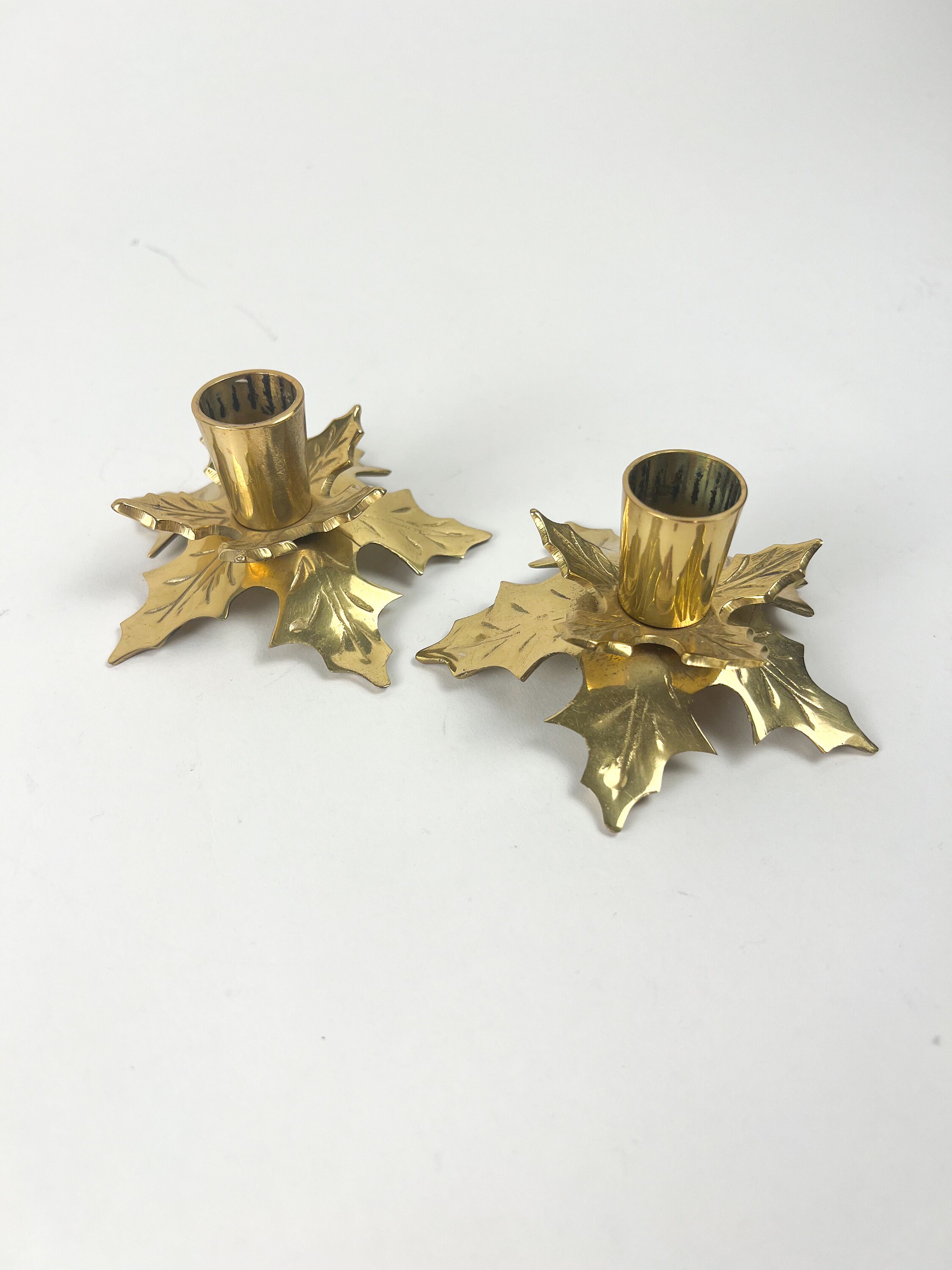 Brass Holly Taper Holders - Etsy