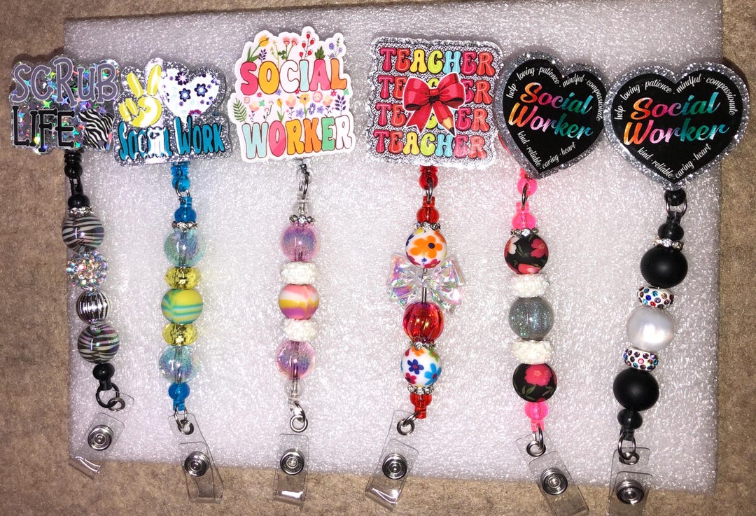 Fancy Beaded Badge Reels for Teachers, Nurses and Social Workers - Etsy