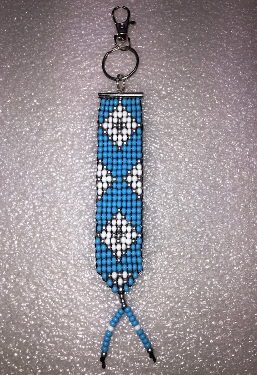 Diamond Design Loom Beaded Keychain - Etsy