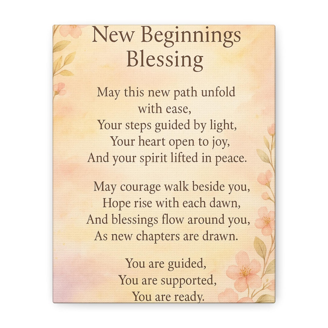 New Beginnings Blessing Canvas Art: Watercolor Sunrise Home Decor - Etsy