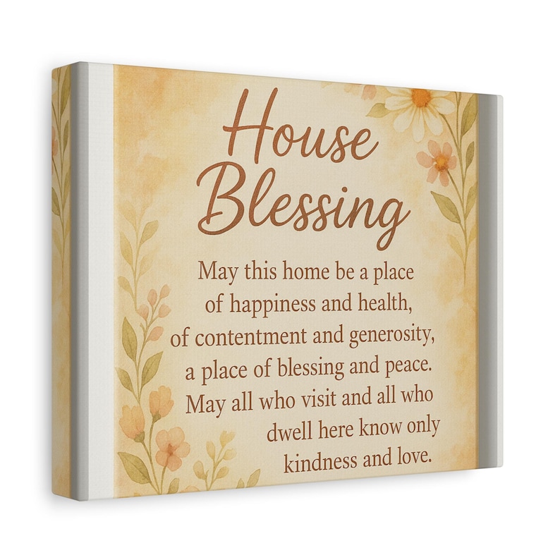 Golden House Blessing Canvas: Watercolor Floral Home Decor - 1.25 ...