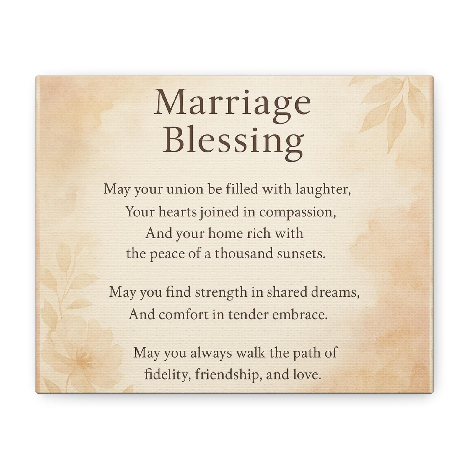 Marriage Blessing Canvas: Watercolor Floral Wedding Keepsake - Etsy