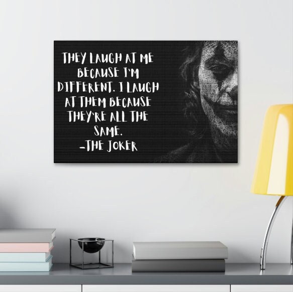 Joker on Canvas With Joker Quote **black and White**. DC Villain Canvas ...