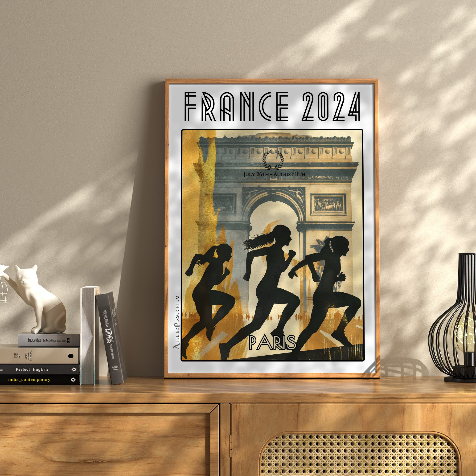 Paris France 2024 Running Poster - Athletic Spirit - Racing ...