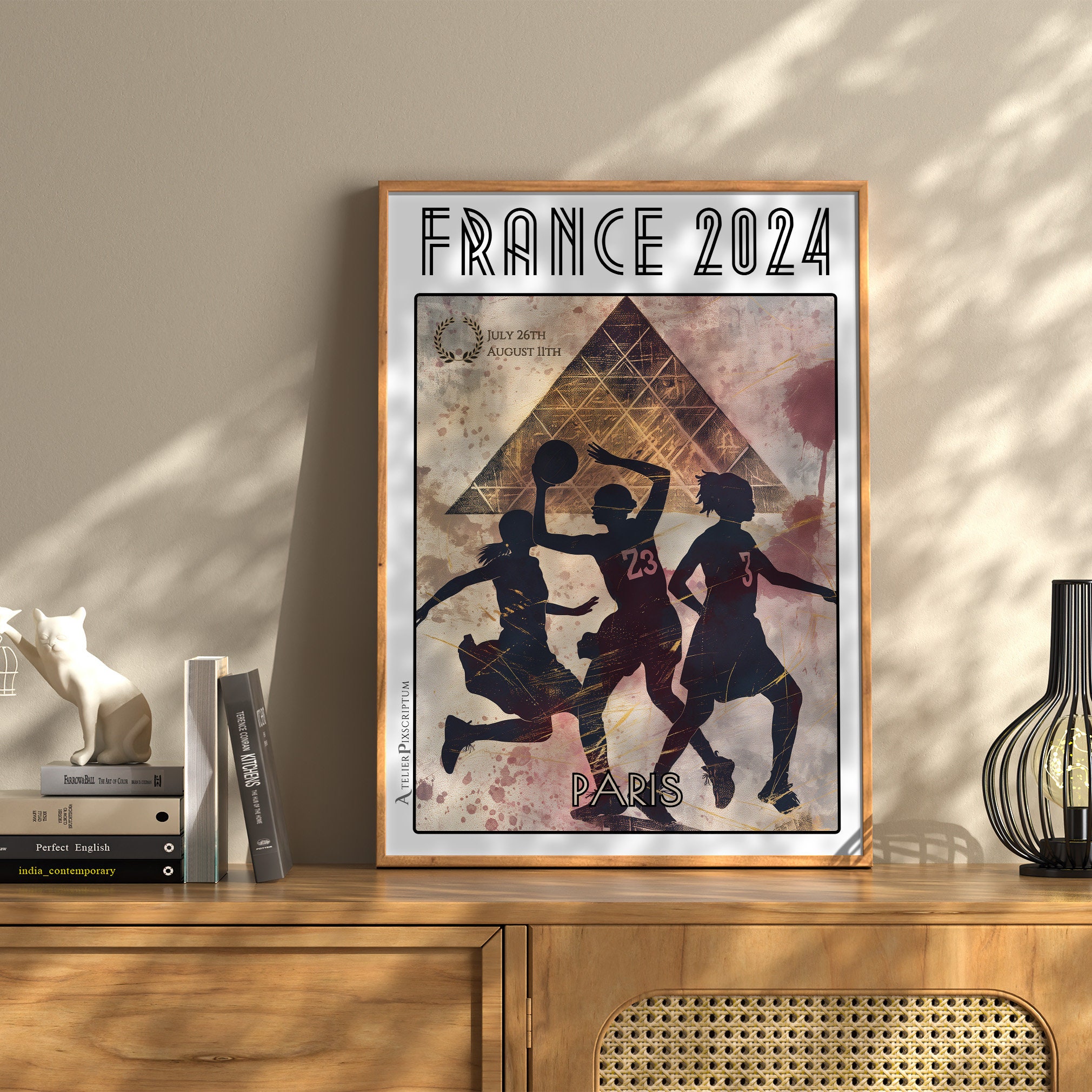 Paris France 2024 Women's Basketball Poster - Sporting Competition Art ...