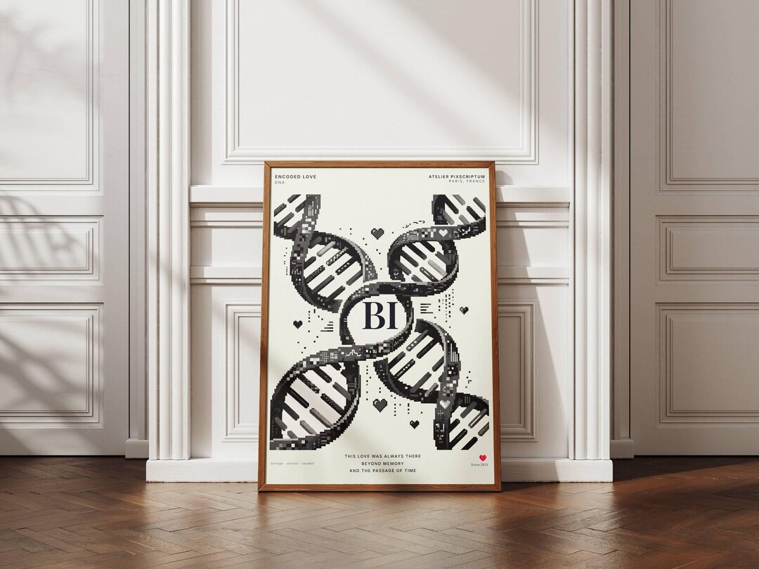 Custom Valentine's Day Print, DNA Bond - Couple Gift Initials and Date ...