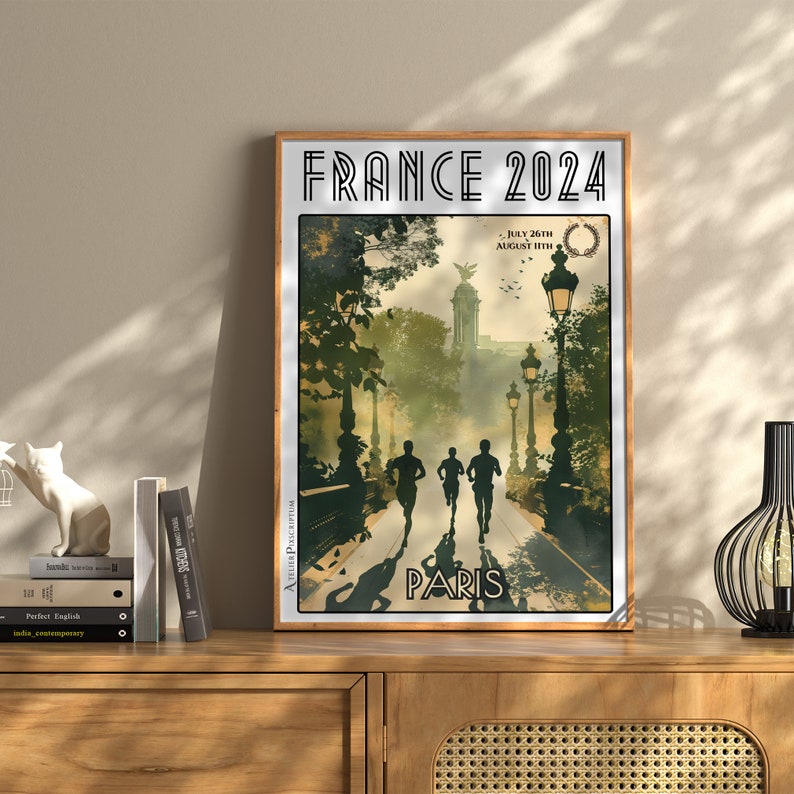 Paris France 2024 Retro Athletics Poster - Urban Elegance - Sporting ...