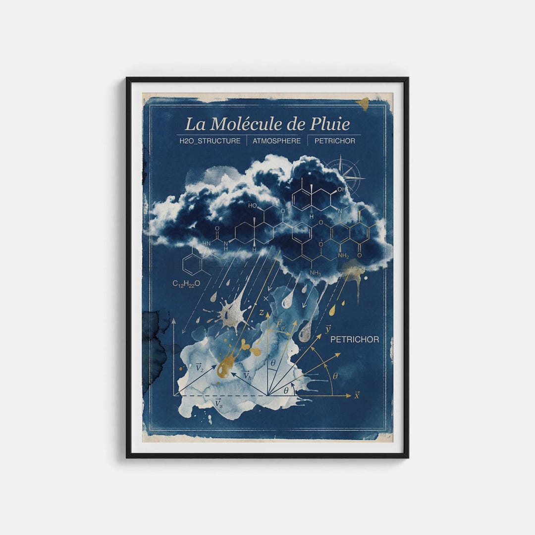 The Rain Molecule Print - Petrichor Concept & Rain Scent Molecule ...