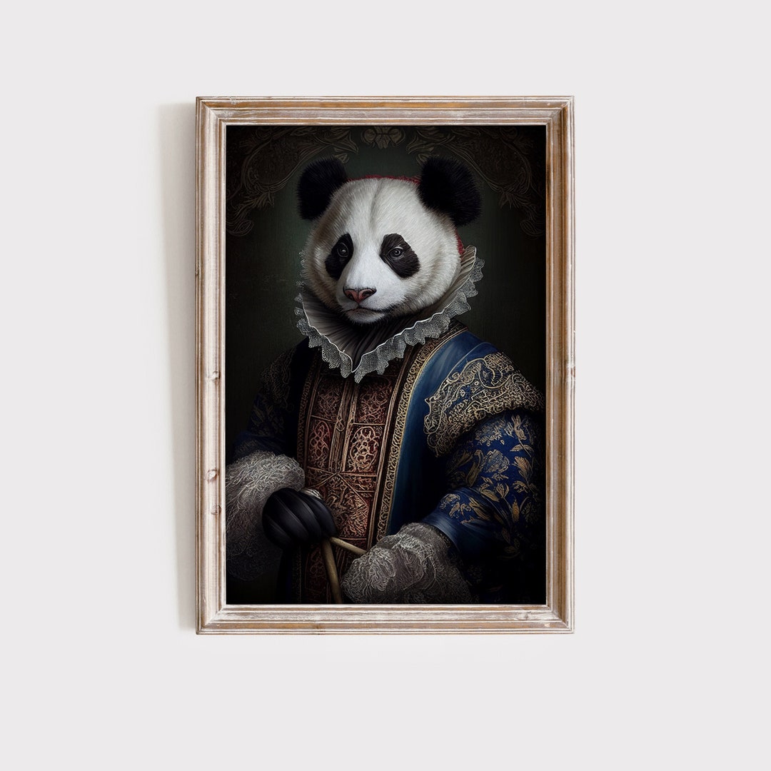 Renaissance Panda Portrait: Classic Era Attire in a Contemporary Art ...