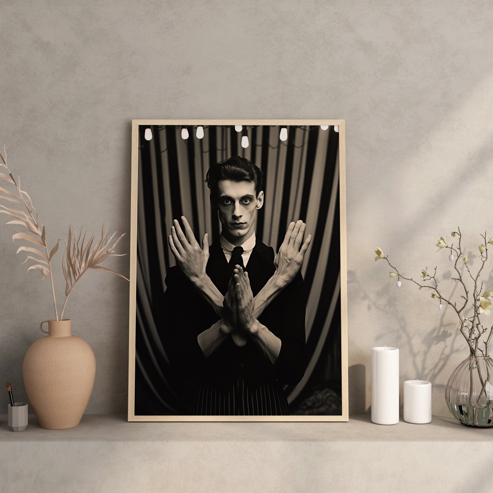 Vintage Black and White Freaks Poster: Four-handed Man - Absurdist Art ...