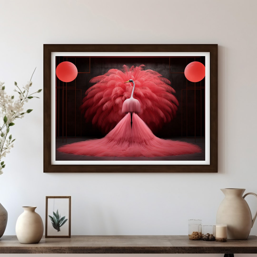 Elegant Flamingo Art Print - A Poised Flamingo Showcased in Its ...