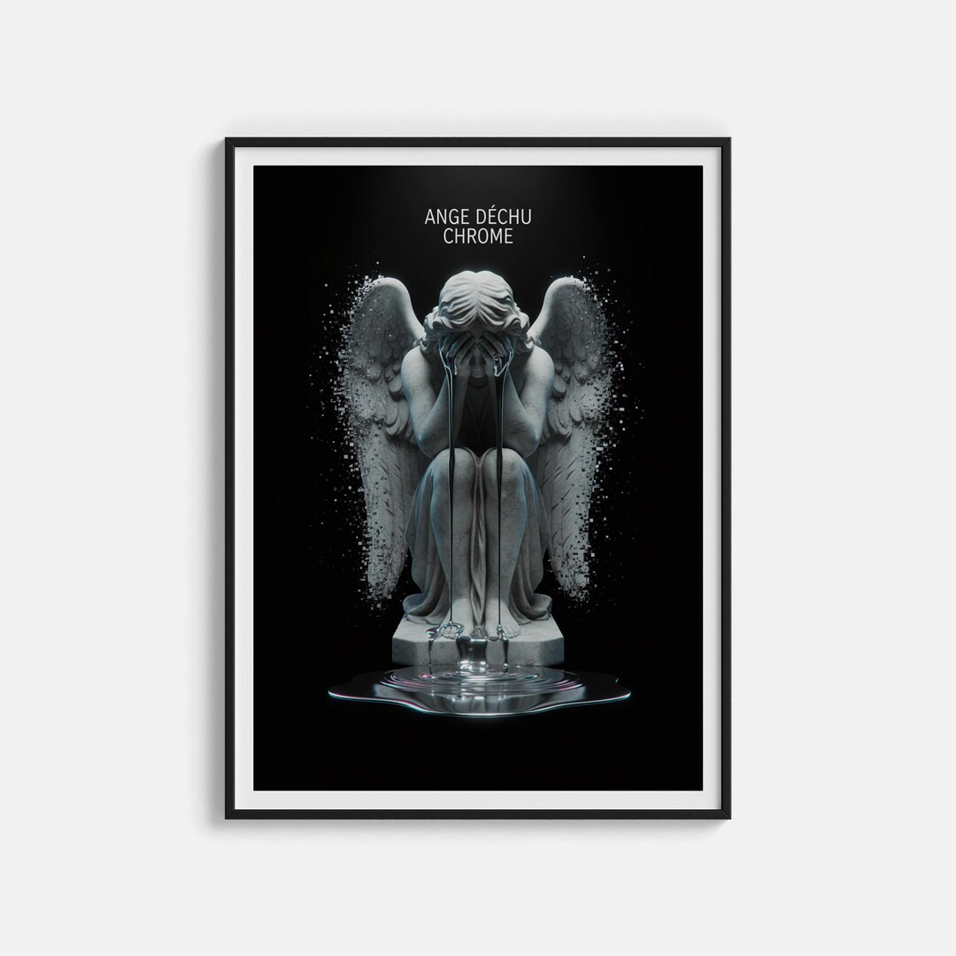 Fallen Angel Chrome Print - Liquid Metal Tears & Weeping Angel Poster ...