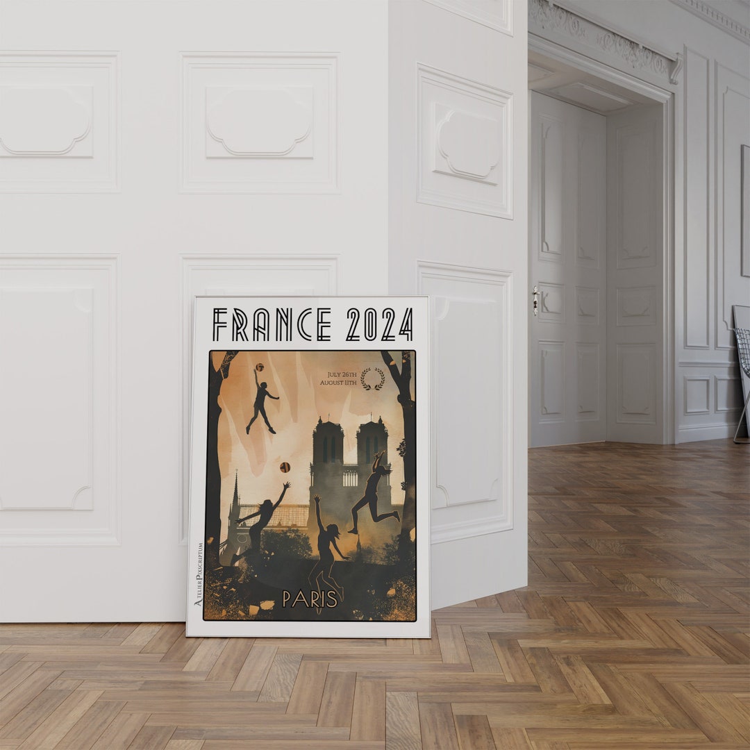 Paris France 2024 Women's Volleyball Poster - Sporting Competition Art ...