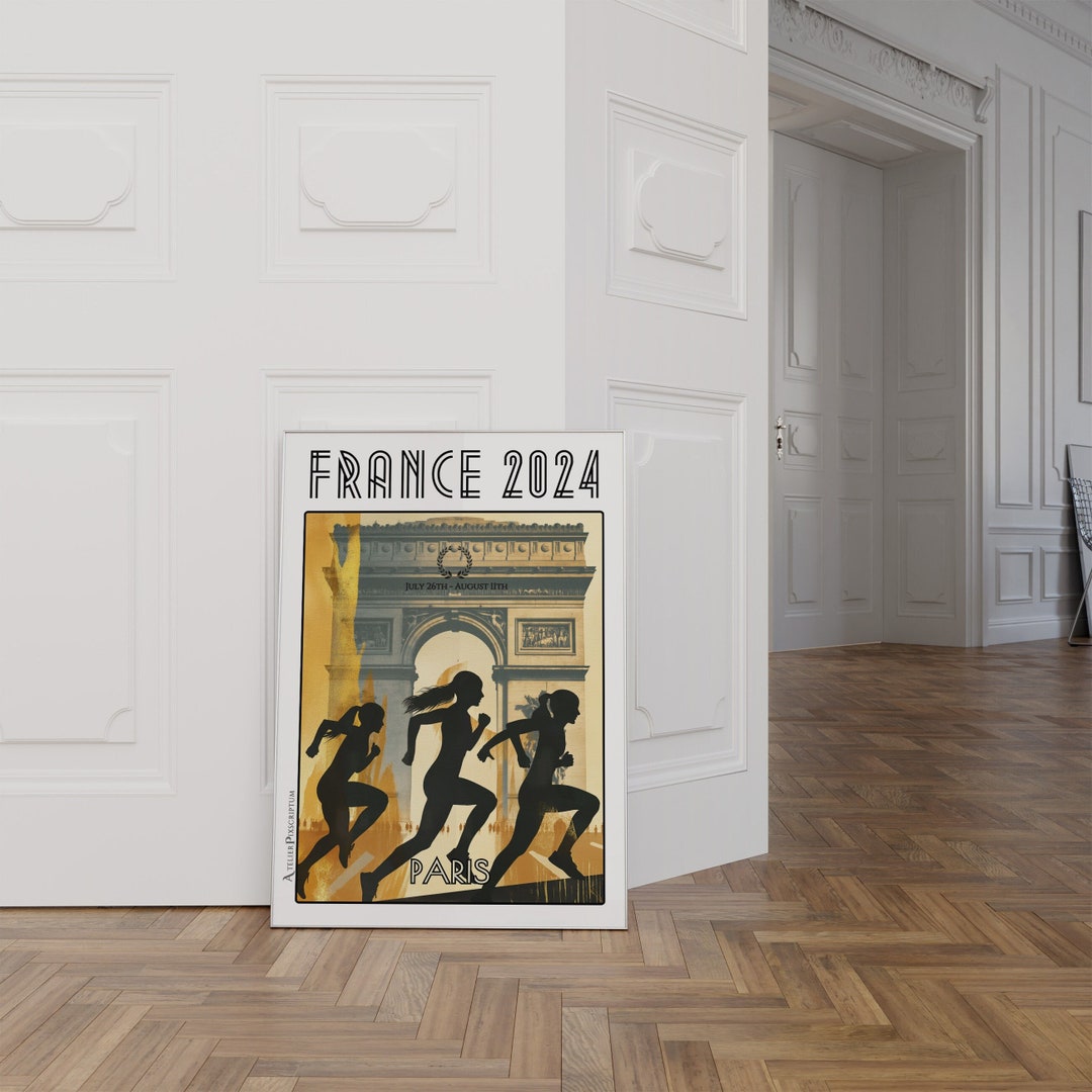 Paris France 2024 Running Poster - Athletic Spirit - Racing ...