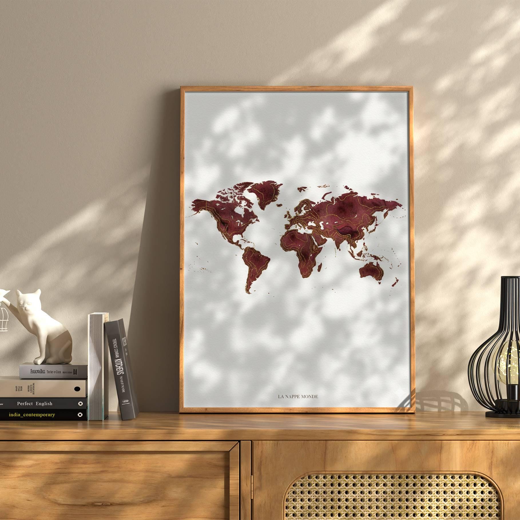 La Nappe Monde Stain Print - World Map Made of Wine Stains Poster ...