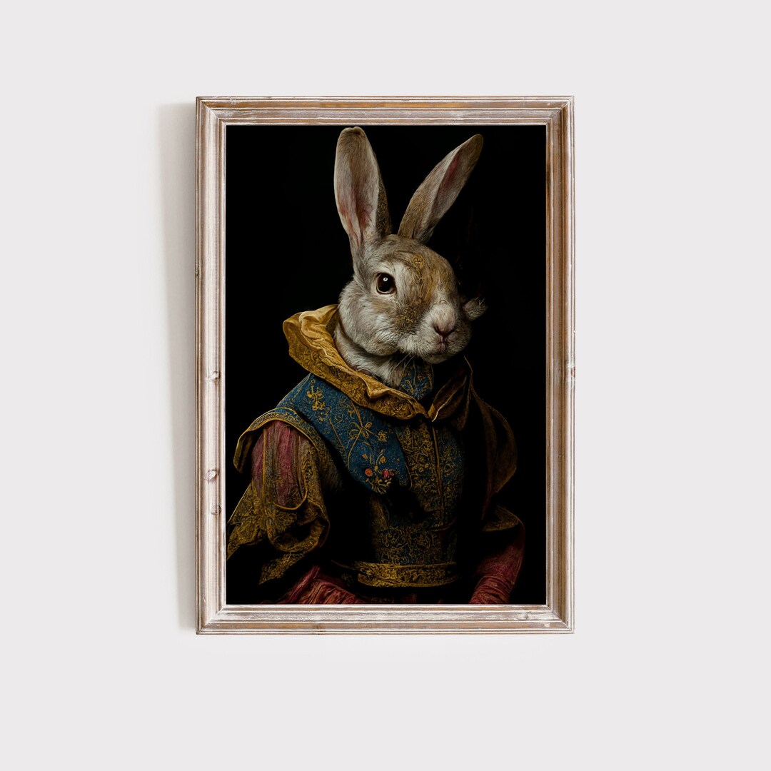Bunny Portrait - Charming Rabbit Poster: A Captivating Renaissance ...